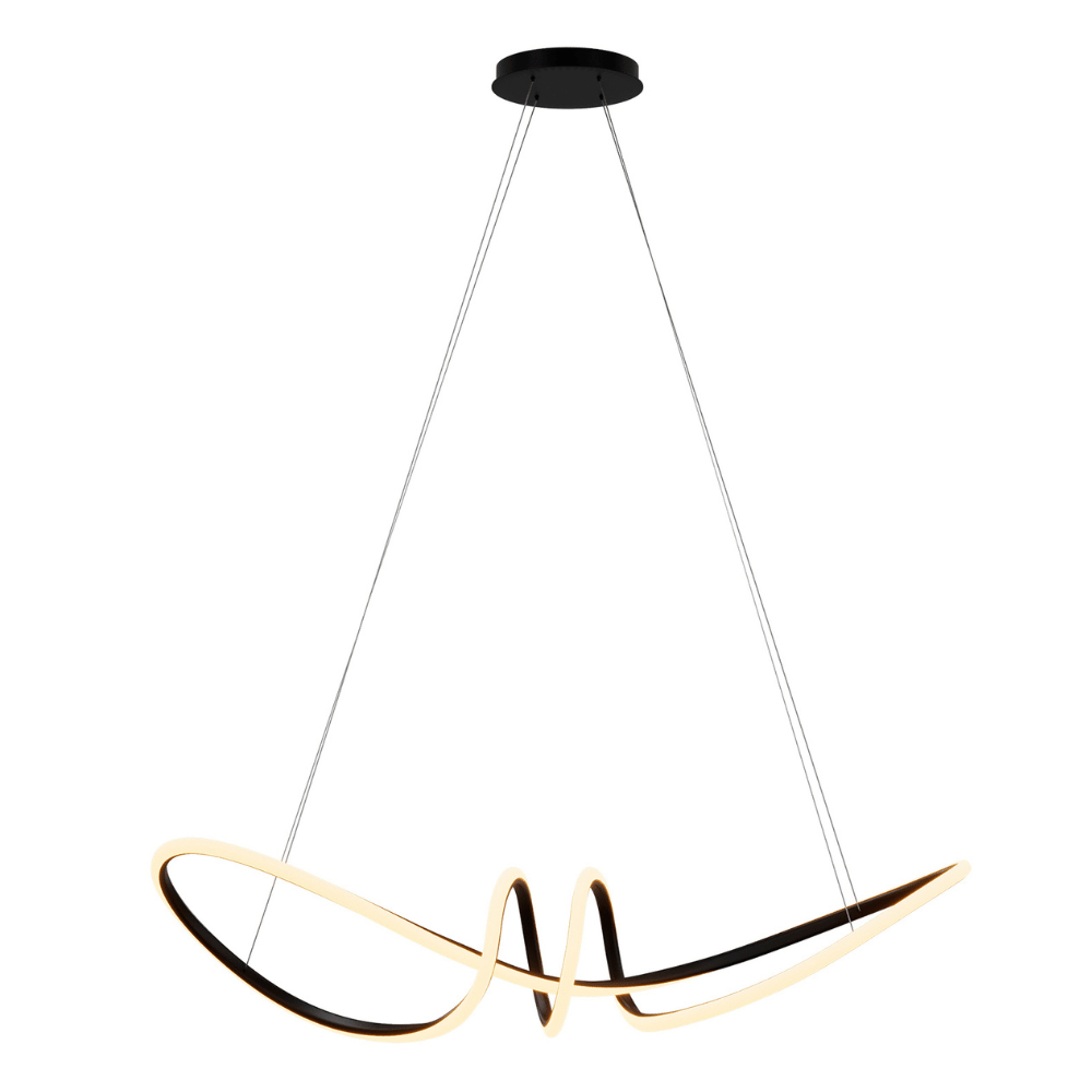 Pendente LED Horizon Manila 60W Luz Amarela 3000K 4800LM Preto - Hevvy